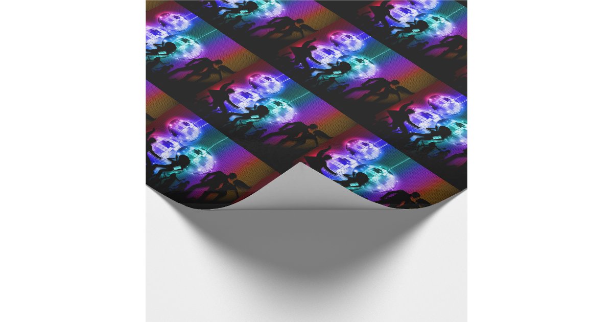 Retro Disco Ball Party Theme with Rainbow Colors Wrapping Paper | Zazzle