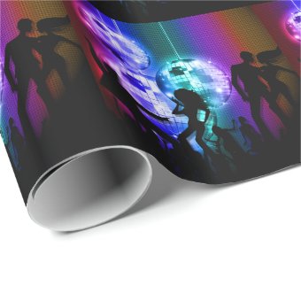 Retro Disco Ball Party Theme with Rainbow Colors Wrapping Paper | Zazzle