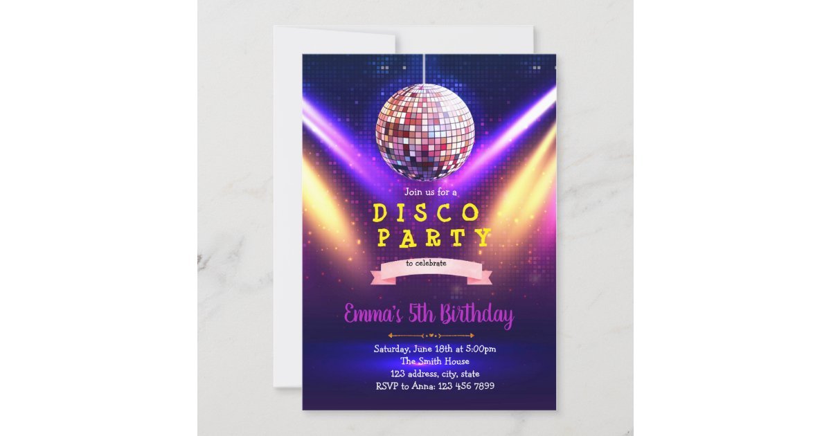Retro disco dance theme invitation | Zazzle