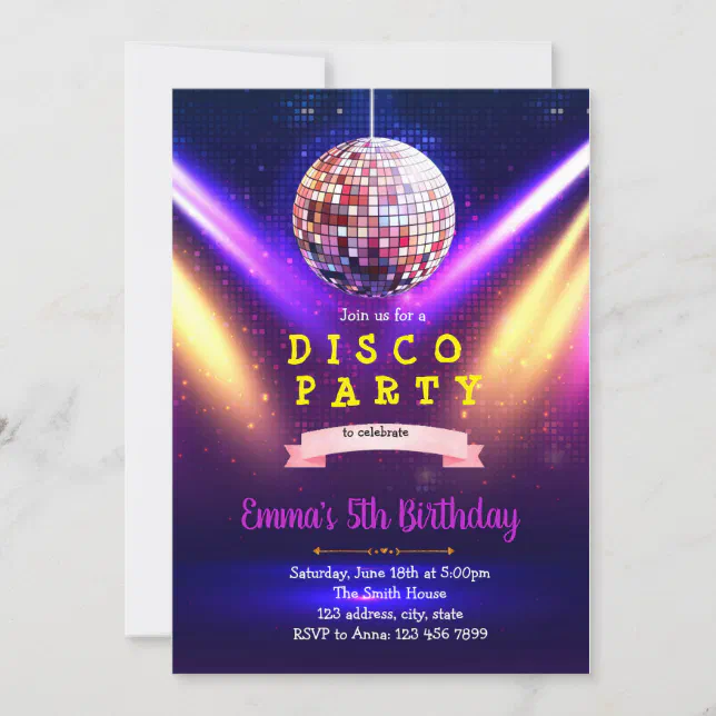 Retro disco dance theme invitation | Zazzle