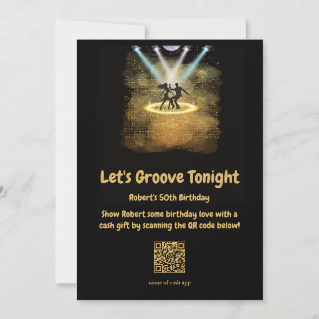 Retro Disco Party QR Code Birthday Party Invitation | Zazzle