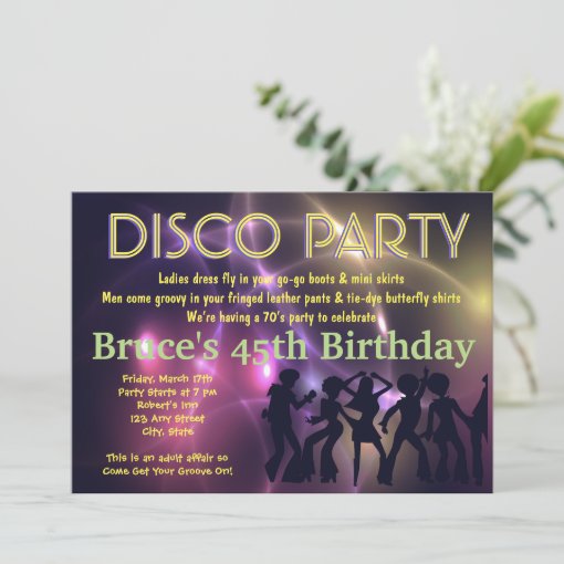 Retro Disco Party Theme Invitation | Zazzle