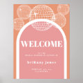 Retro Disco Pink and Orange Groovy Bridal Shower Poster | Zazzle