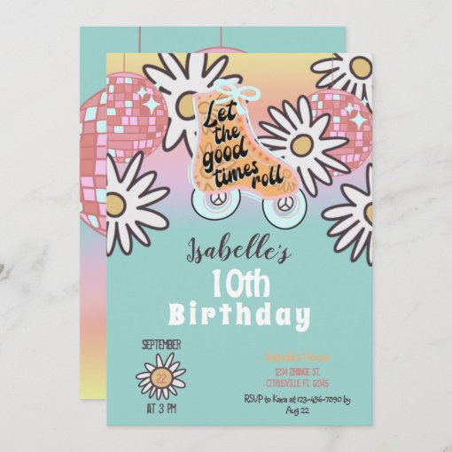 Retro Disco Roller Skating Party Invitation | Zazzle