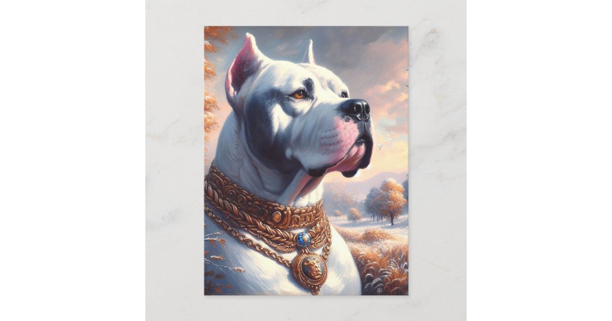 Retro Dogo Argentino Painting Postcard | Zazzle