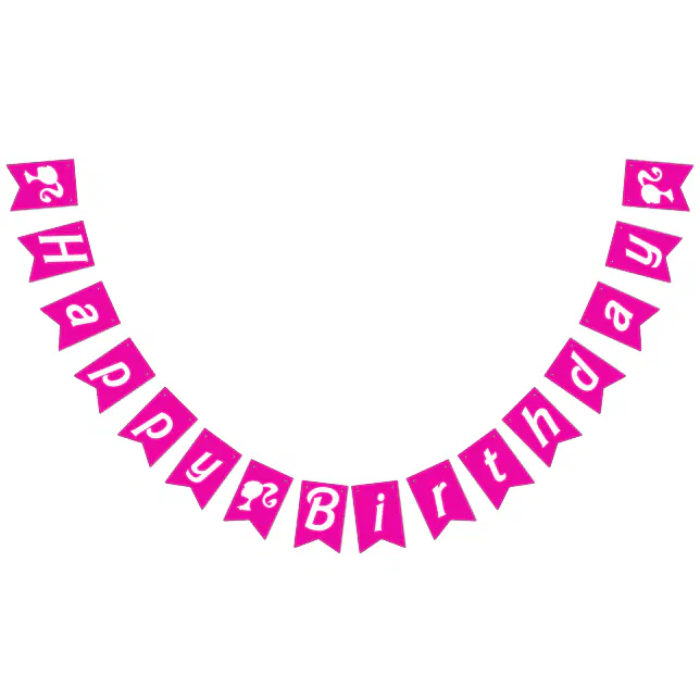 Retro Dolly, Let's Go Party! Hot Pink Birthday Bunting Flags | Zazzle