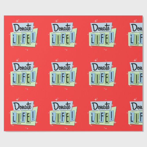 Retro Donate Life with red background Wrapping Paper | Zazzle