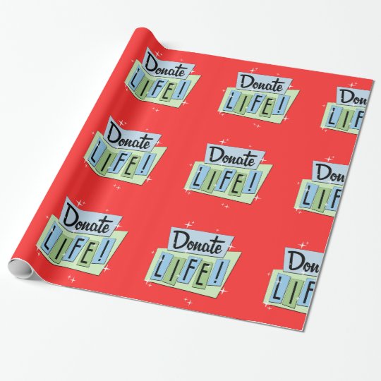 Retro Donate Life with red background Wrapping Paper | Zazzle.com