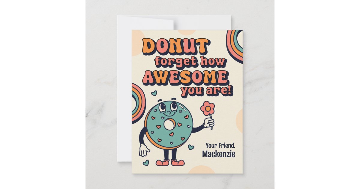 Retro Donunt Forget How Awesome You Are Valentine Note Card | Zazzle