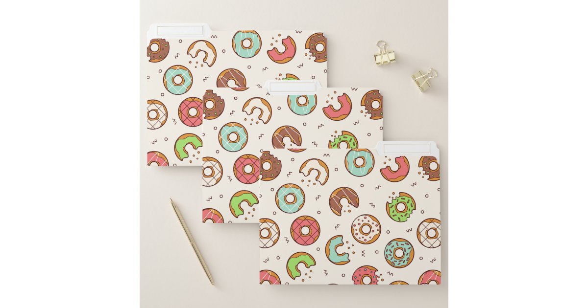 Retro Donut Pattern Cute Colorful Style File Folder | Zazzle