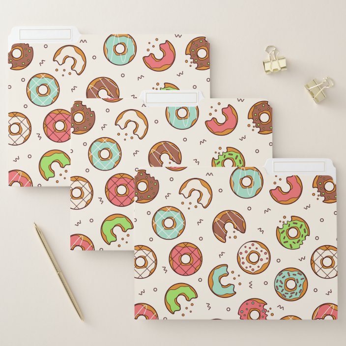 Retro Donut Pattern Cute Colorful Style File Folder | Zazzle.com