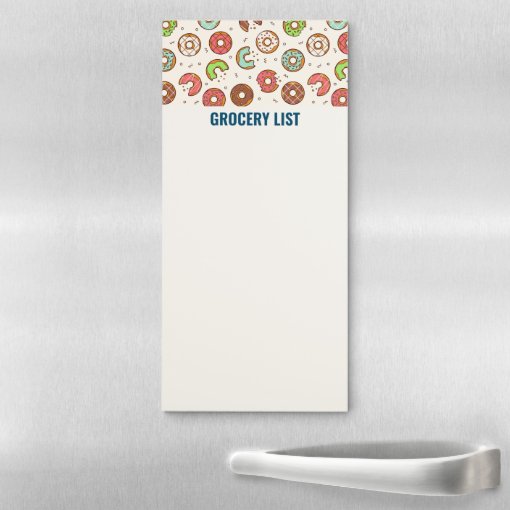 Retro Donut Pattern Cute Colorful Style Magnetic Notepad | Zazzle