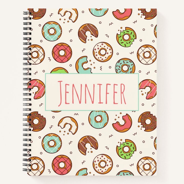 Retro Donut Pattern Cute Colorful Style Notebook | Zazzle