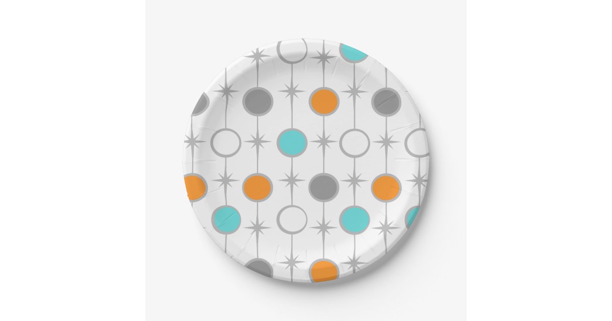 Retro Dots and Starbursts Paper Plate | Zazzle