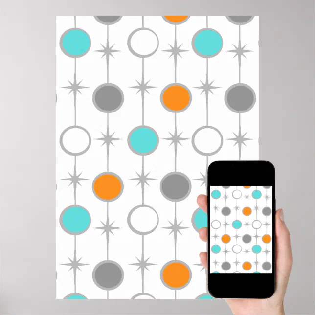 Retro Dots and Starbursts Poster | Zazzle