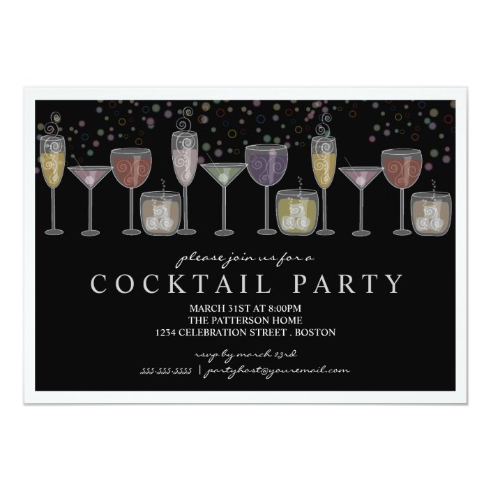 Retro Drinks and Bubbles Cocktail Party Invitation | Zazzle.com