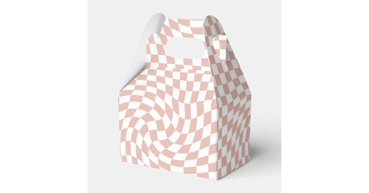 Retro Dusty Rose Sand Pink Checks Checkered Favor Boxes | Zazzle