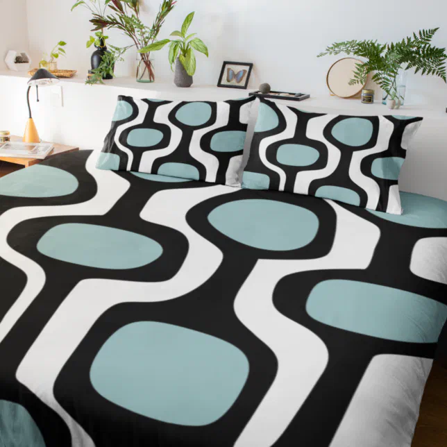 Retro DUVET COVER Mid Century Modern Retro Blue | Zazzle