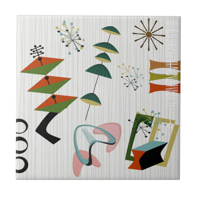 Retro Eames-Era Atomic Inspired Ceramic Tile | Zazzle