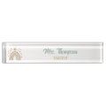 Retro Earthy Colors Rainbow and Sun Teacher Desk Name Plate | Zazzle