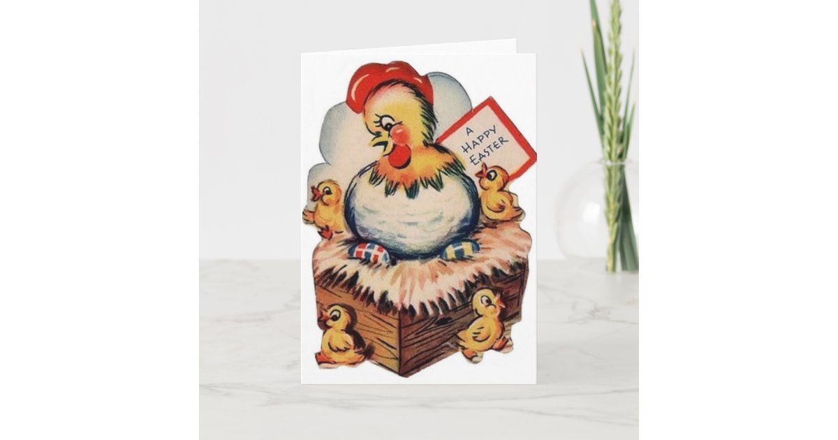Retro Easter Chicken Greeting Card | Zazzle