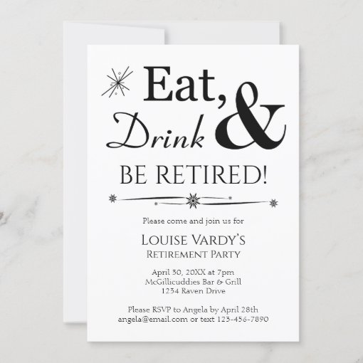 Retro Eat Drink & Retire Retirement Party Invitation | Zazzle