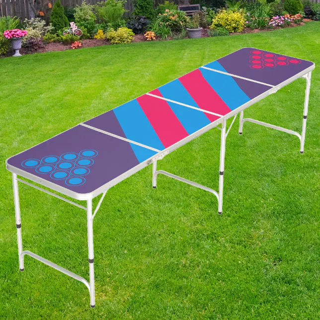 Retro Electric Grape Stripes Beer Pong Table | Zazzle
