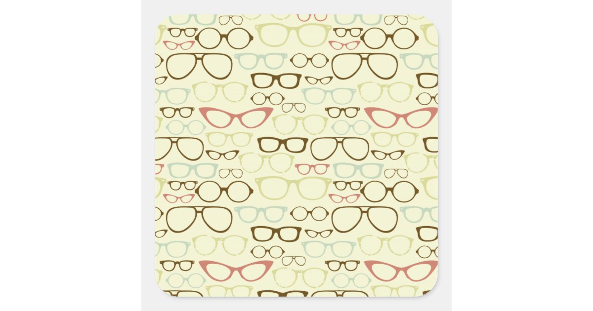 Retro Eyeglass Hipster Square Sticker | Zazzle
