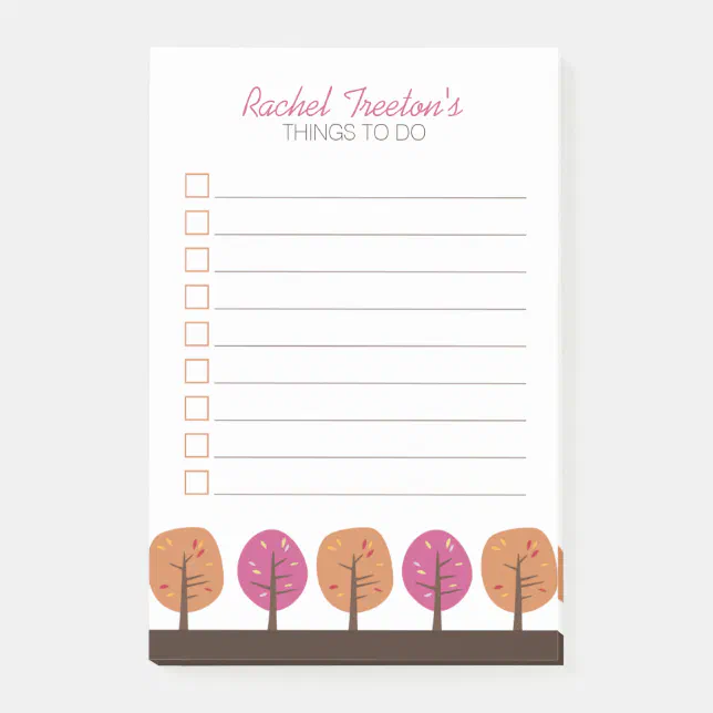 Retro Fall Trees To Do List Post-it Notes | Zazzle