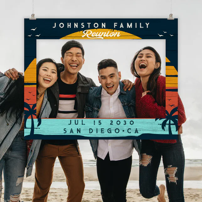 Retro Family Reunion Beach Photo Booth Horizontal Foam Board | Zazzle