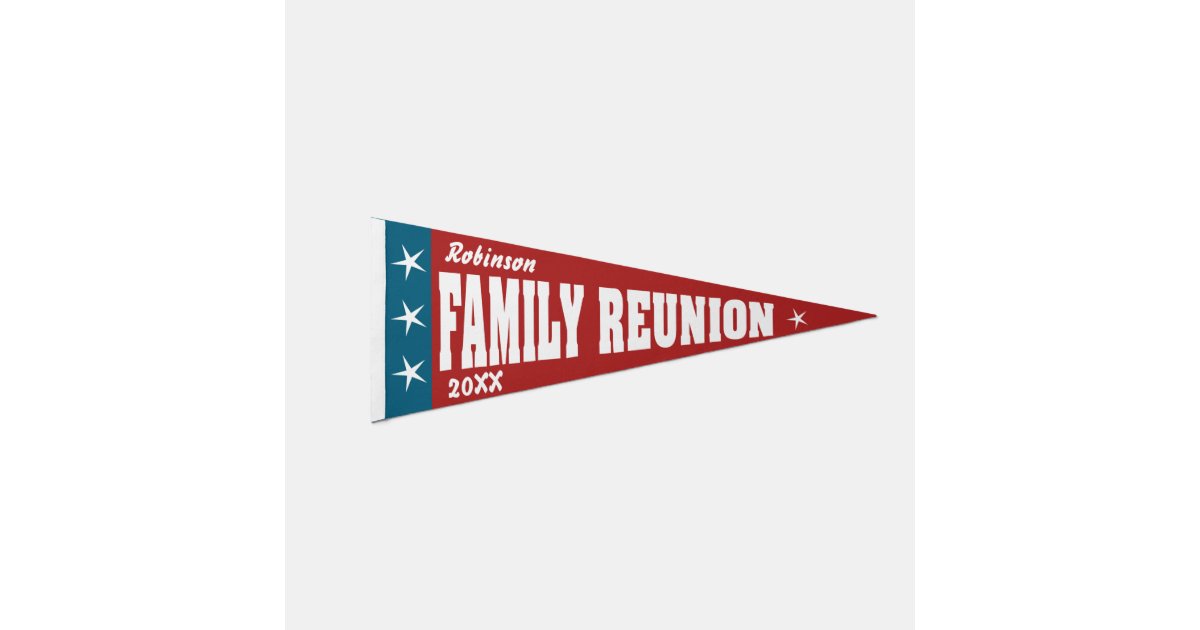 Retro Family Reunion with name and year Pennant Flag | Zazzle