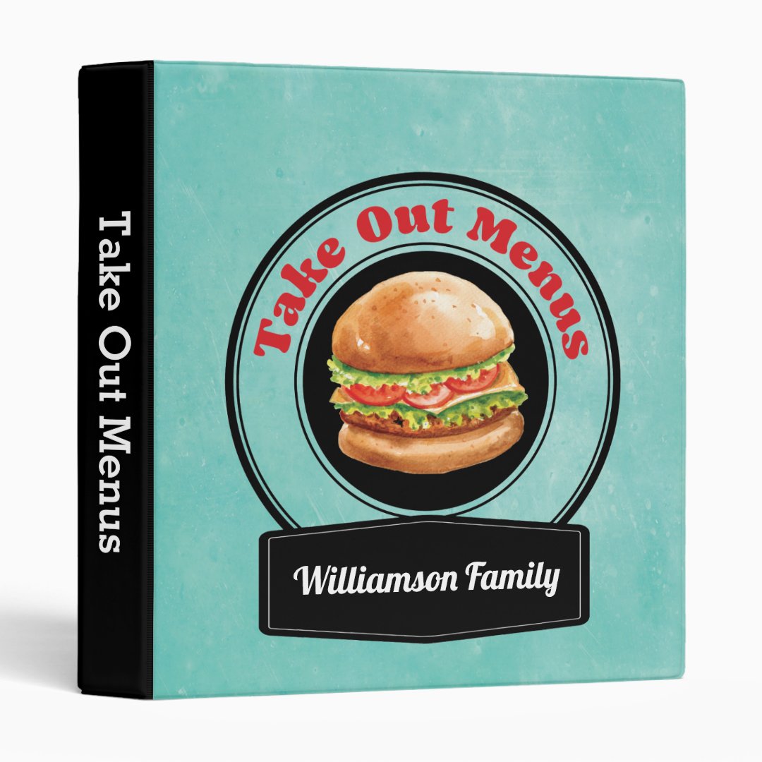 Retro Family Take Out Menu 3 Ring Bind 3 Ring Binder | Zazzle