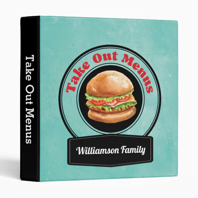 Retro Family Take Out Menu 3 Ring Bind 3 Ring Binder | Zazzle