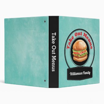 Retro Family Take Out Menu 3 Ring Bind 3 Ring Binder | Zazzle