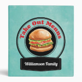 Retro Family Take Out Menu 3 Ring Bind 3 Ring Binder | Zazzle