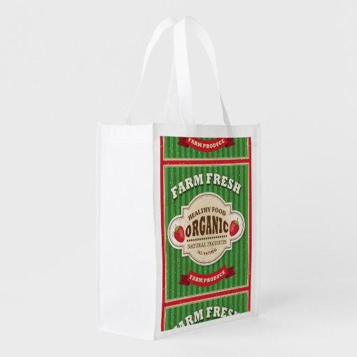 Retro Farm Fresh Poster Design Reusable Grocery Bag | Zazzle