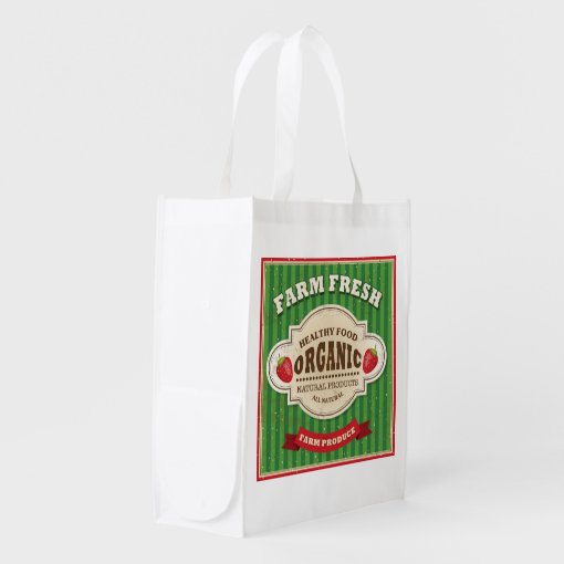 Retro Farm Fresh Poster Design Reusable Grocery Bag | Zazzle