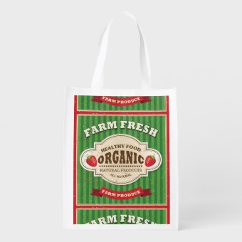 Retro Farm Fresh Poster Design Reusable Grocery Bag | Zazzle