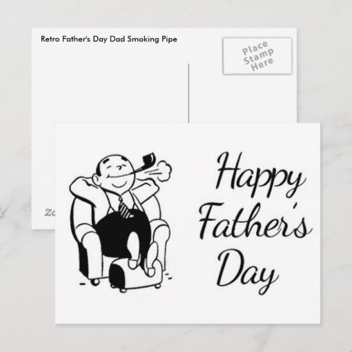 Retro Father's Day Dad Smoking Pipe Postcard | Zazzle