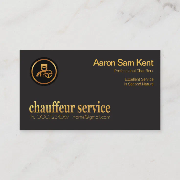 Retro Faux Gold Chauffeur Service Signage Business Card | Zazzle