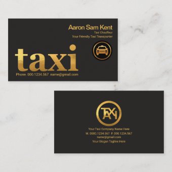 Retro Faux Gold Taxi Signage Taxi Transport Business Card | Zazzle