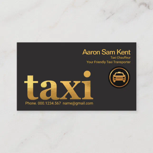 Retro Faux Gold Taxi Signage Taxi Transport Business Card | Zazzle