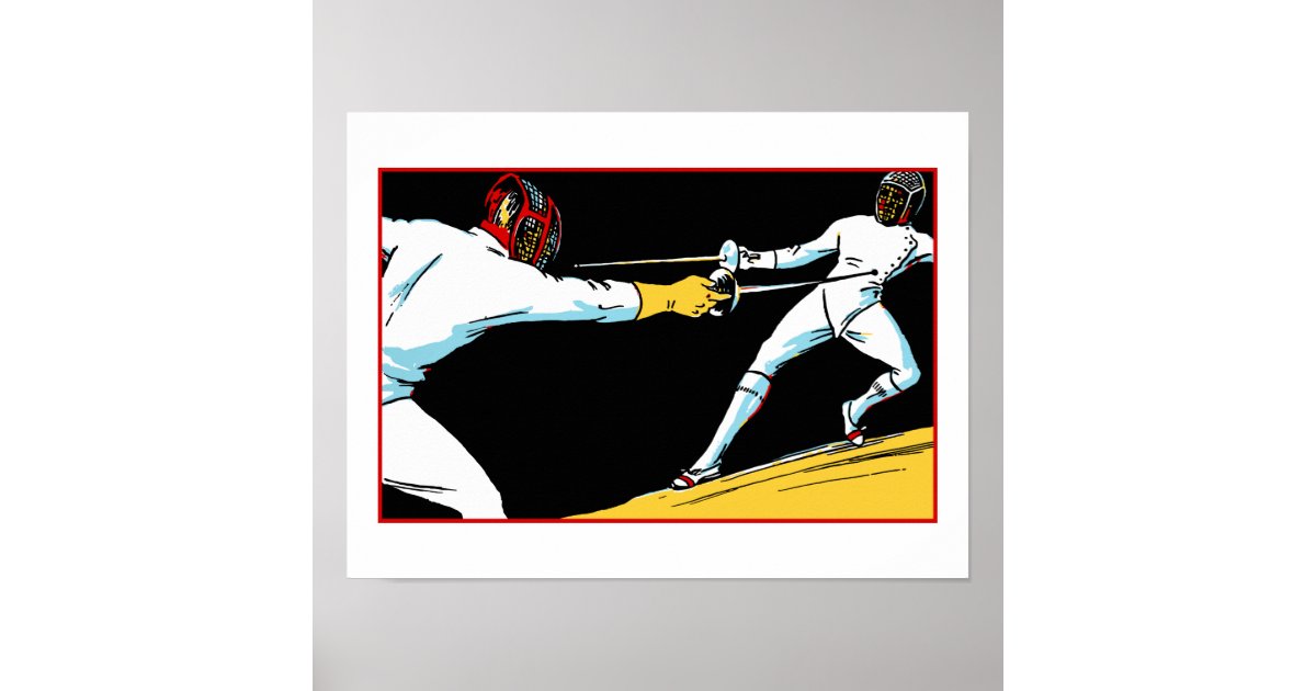 Retro fencing championship ad poster | Zazzle