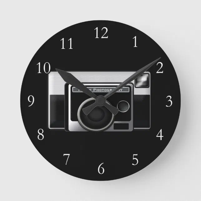 Retro Film Camera Round Clock | Zazzle