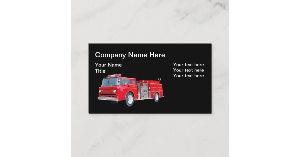 Retro Fire Engine Theme Business Cards | Zazzle