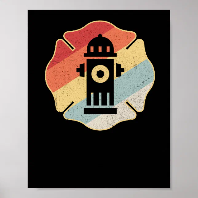 Retro Firefighter Fireman Fire Hydrant Vintage Poster | Zazzle