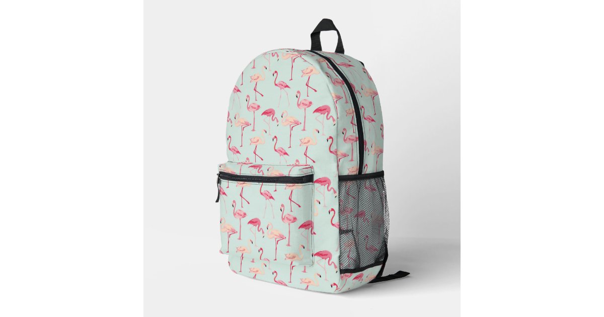 Retro Flamingo Pattern Printed Backpack | Zazzle