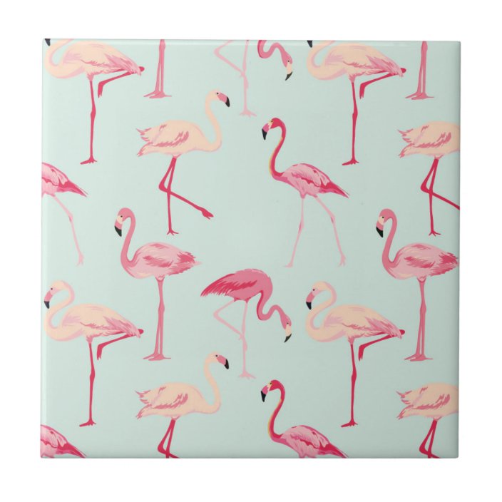 Retro Flamingo Pattern Tile | Zazzle.com