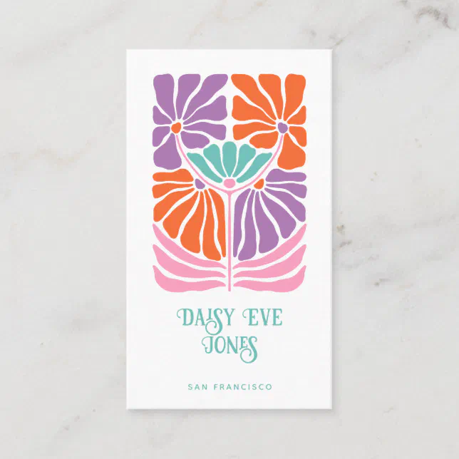 Retro Floral 70's Business Card | Zazzle