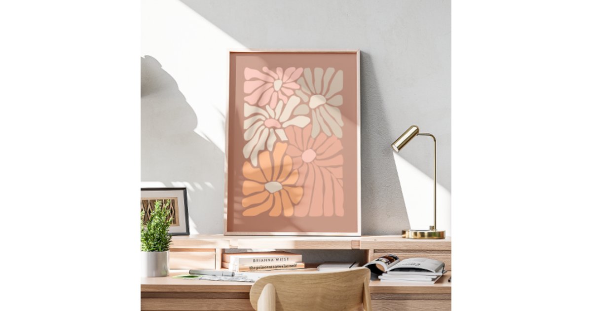 Retro floral abstract art poster | Zazzle